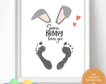 Bunny Feet Easter Craft, Easter Footprint Kids Craft, Baby's First ...