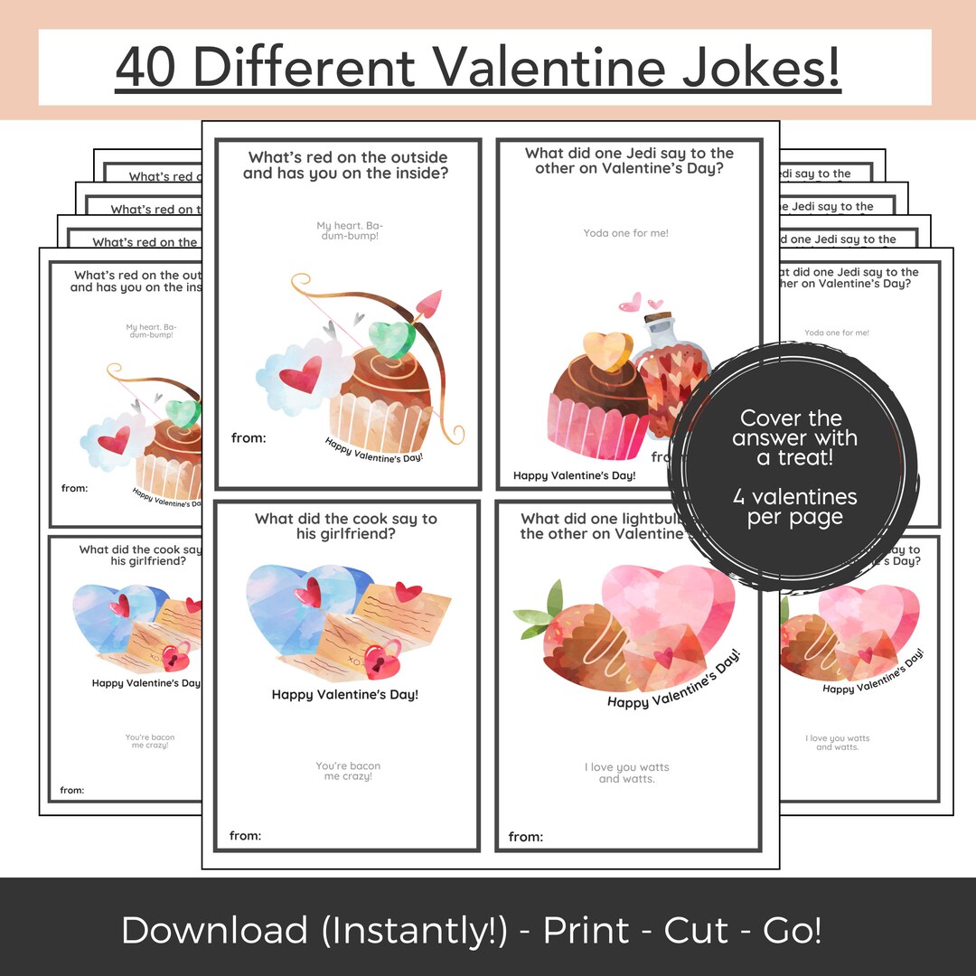Valentine Candy Cards, Printable Valentines Kids Classroom, Joke ...