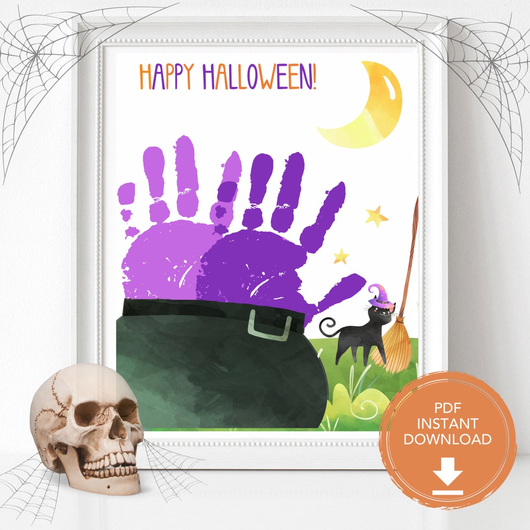 Cauldron Halloween Handprint Craft, Craft for Kids Art, Halloween ...