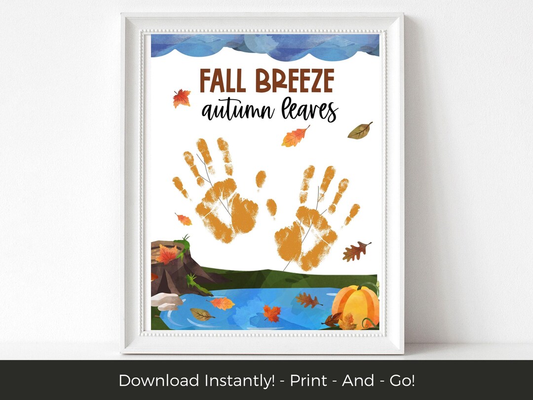Fall Breeze Autumn Leaves Handprint Craft Printable, Autumn Art ...