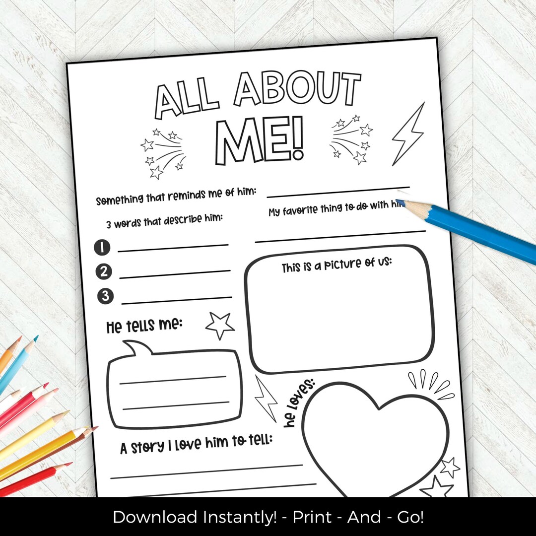 All About Me Printable, Back to School Questionnaire, First Day of ...