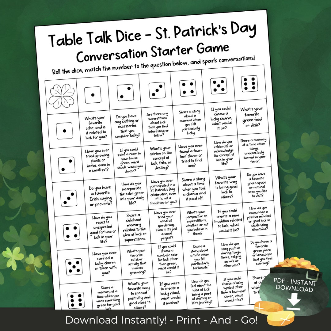 St. Patricks Day Conversation Starters, Icebreaker Team Building Games ...