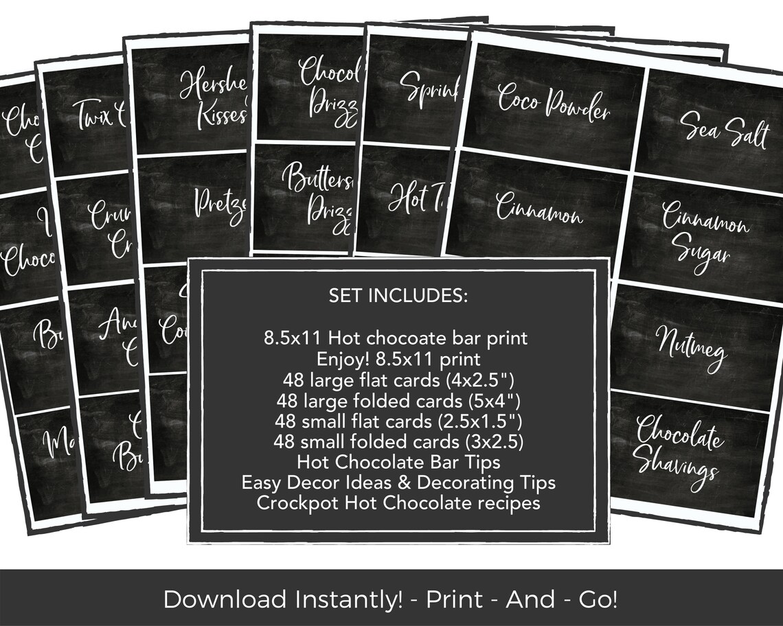 Instant Download Hot Chocolate Bar Kit Hot Cocoa Bar Sign for - Etsy