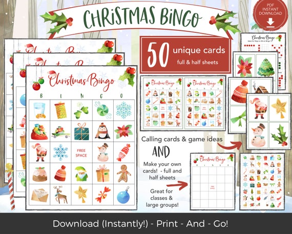 Christmas Bingo Cards Printable Christmas Games Pack | Etsy