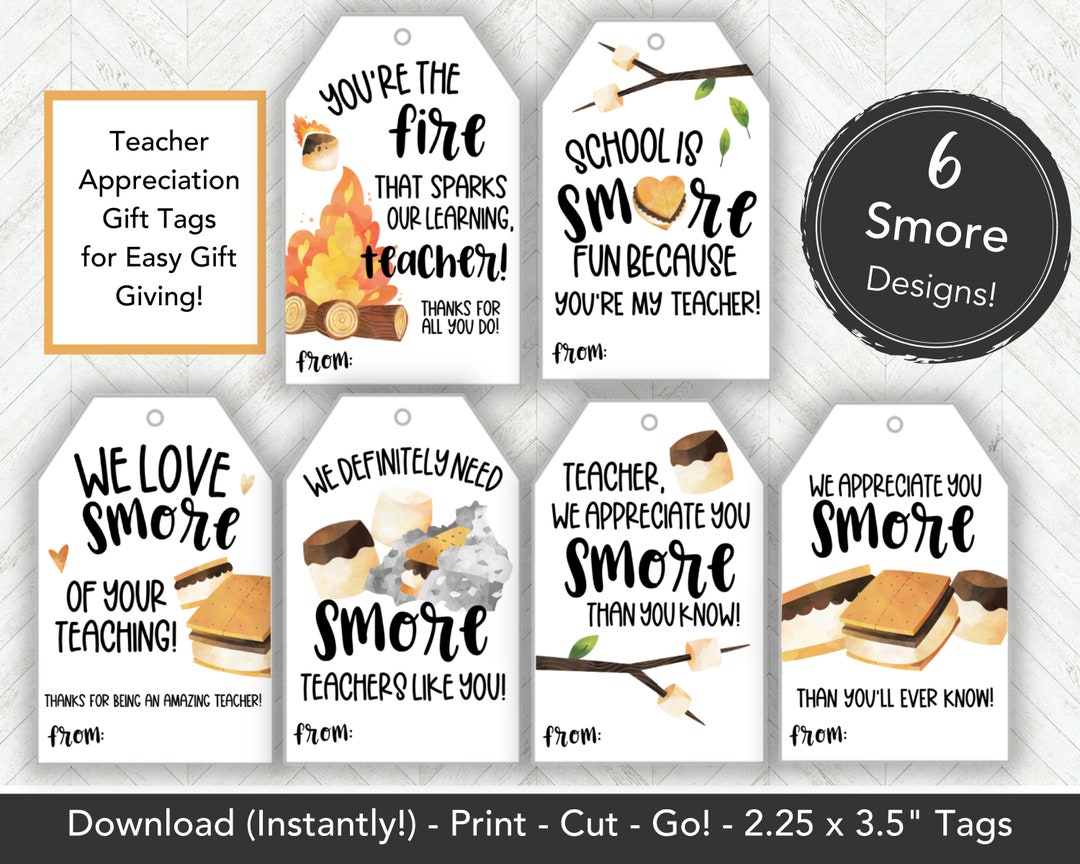 Smores Gift Tag Teacher Appreciation Printable Gift Tag End - Etsy