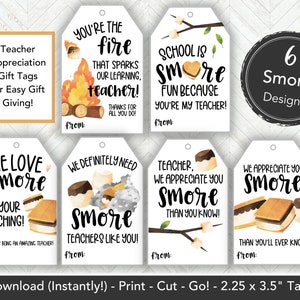 Smores Gift Tag Teacher Appreciation Printable Gift Tag End - Etsy