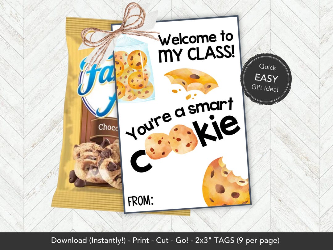 Smart Cookie Gift Tag Printable, Back to School Treat Tag for Students ...