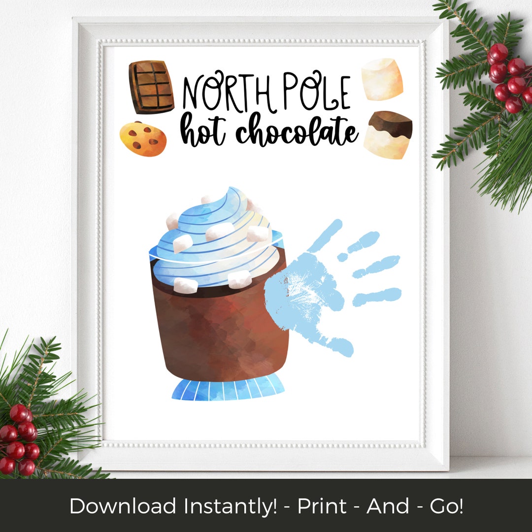 Hot Chocolate Handprint Christmas Craft DIY, Toddler Christmas Keepsake ...