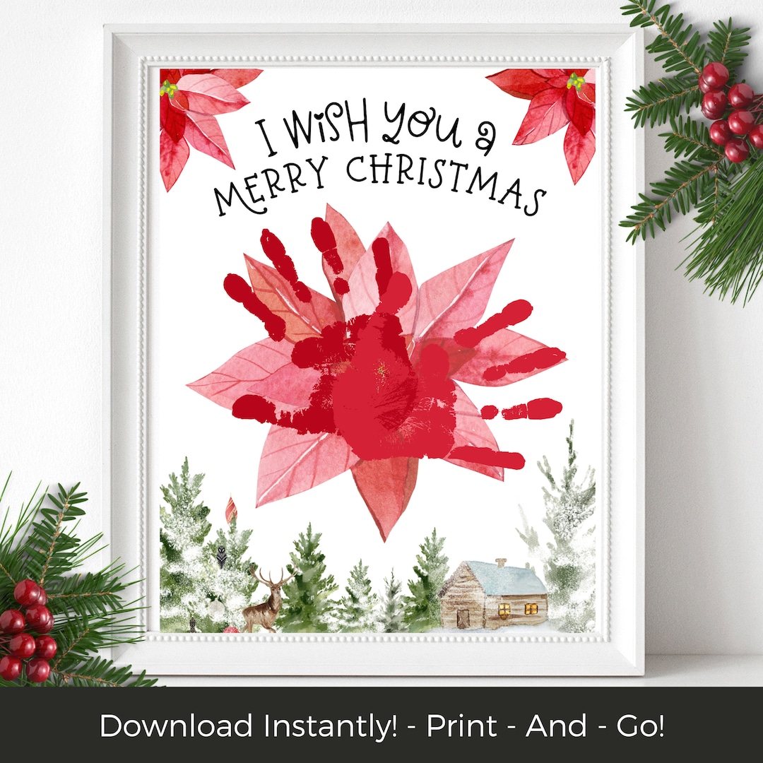 Poinsettia Christmas Handprint Craft, Class Activity Handprint Art ...