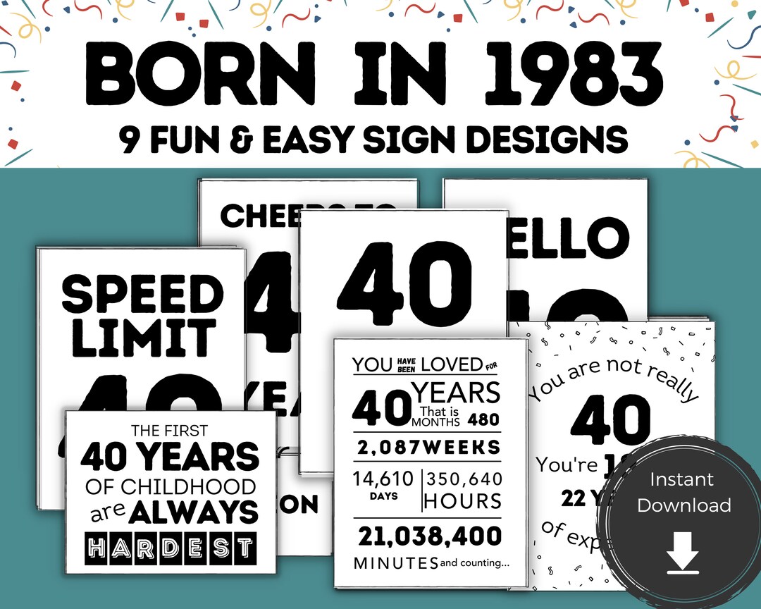 Printable 40th Birthday Decoration for Women Happy 40th - Etsy