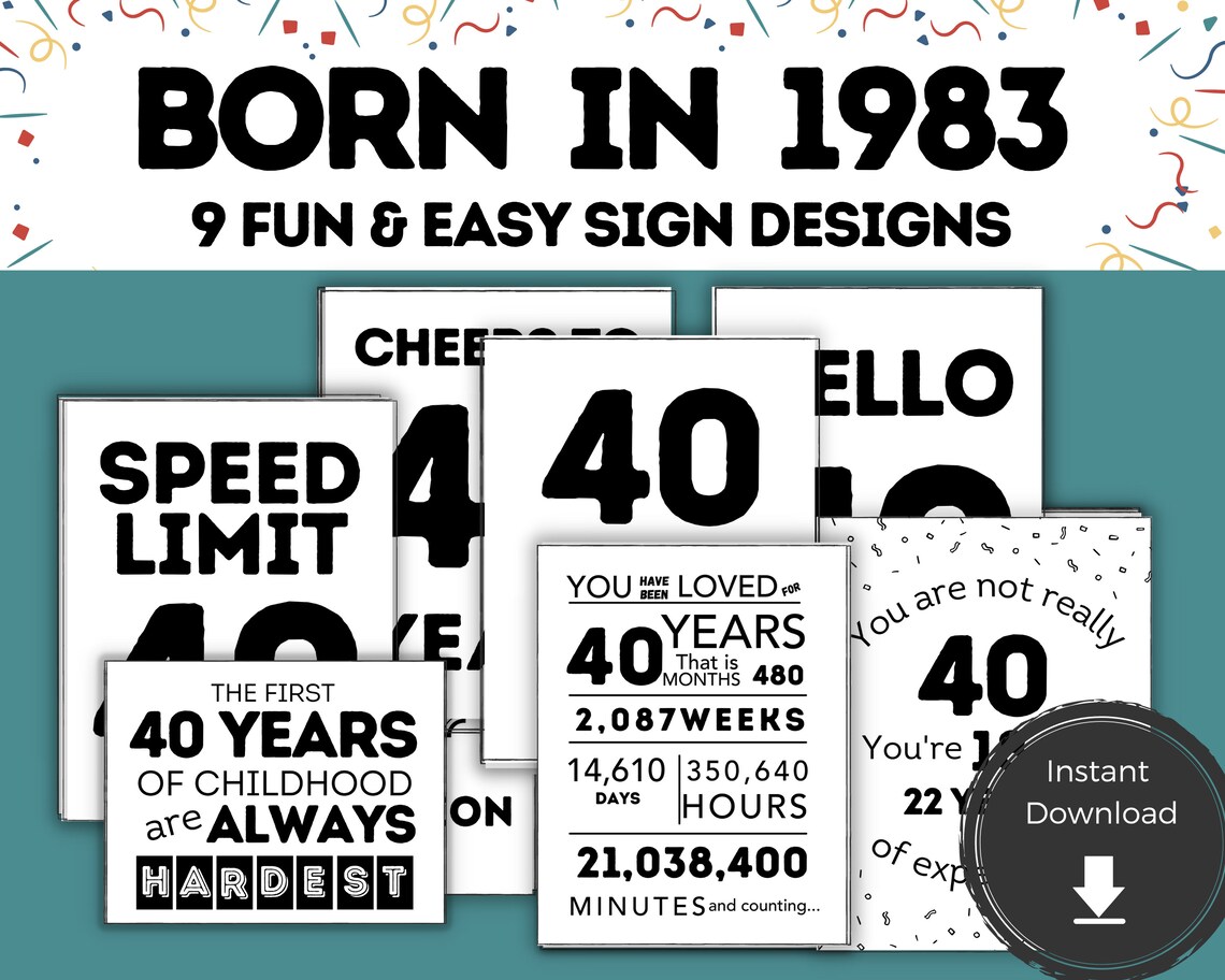 Printable 40th Birthday Decoration for Women Happy 40th - Etsy
