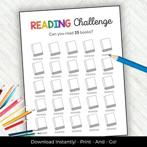 Book Reading Challenge Printable, 50 Book Challenge, Reading Tracker ...