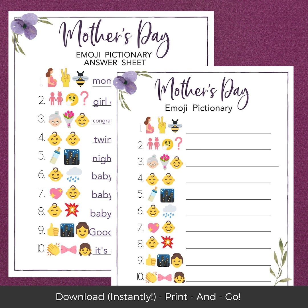 Mothers Day Game Printable, Mothers Day Emoji Pictionary, Mothers Day ...