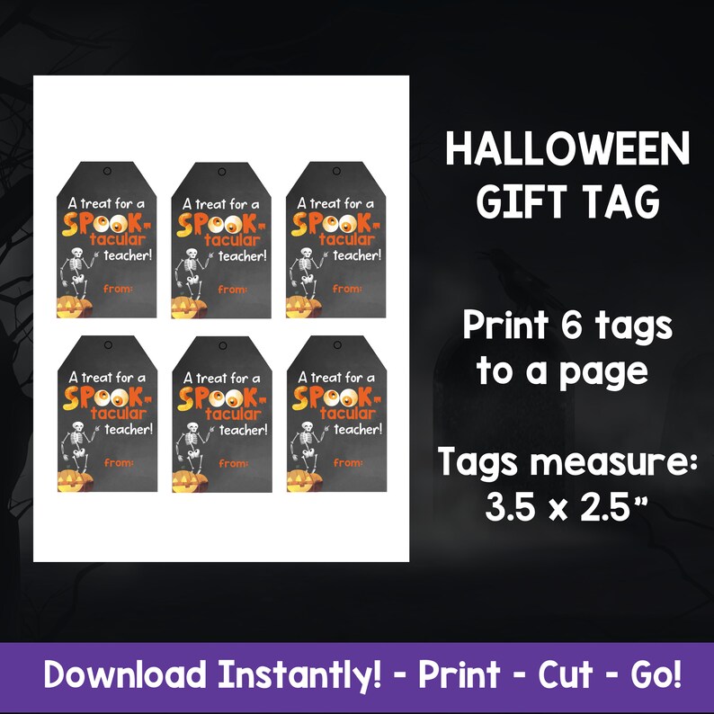 Halloween Teacher Appreciation Printable, Halloween Teacher Gift Tag ...