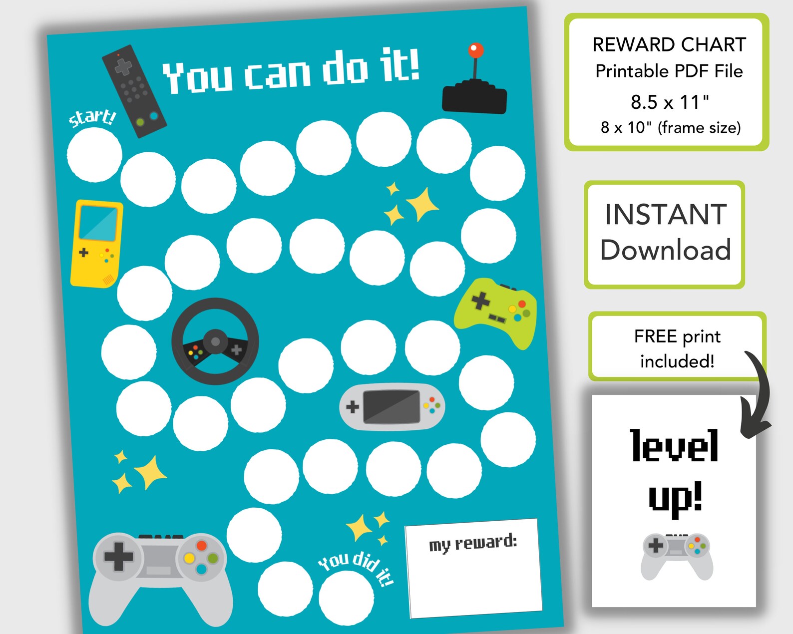 Video Game Reward Chart for Kids Behavior Chart Printable - Etsy