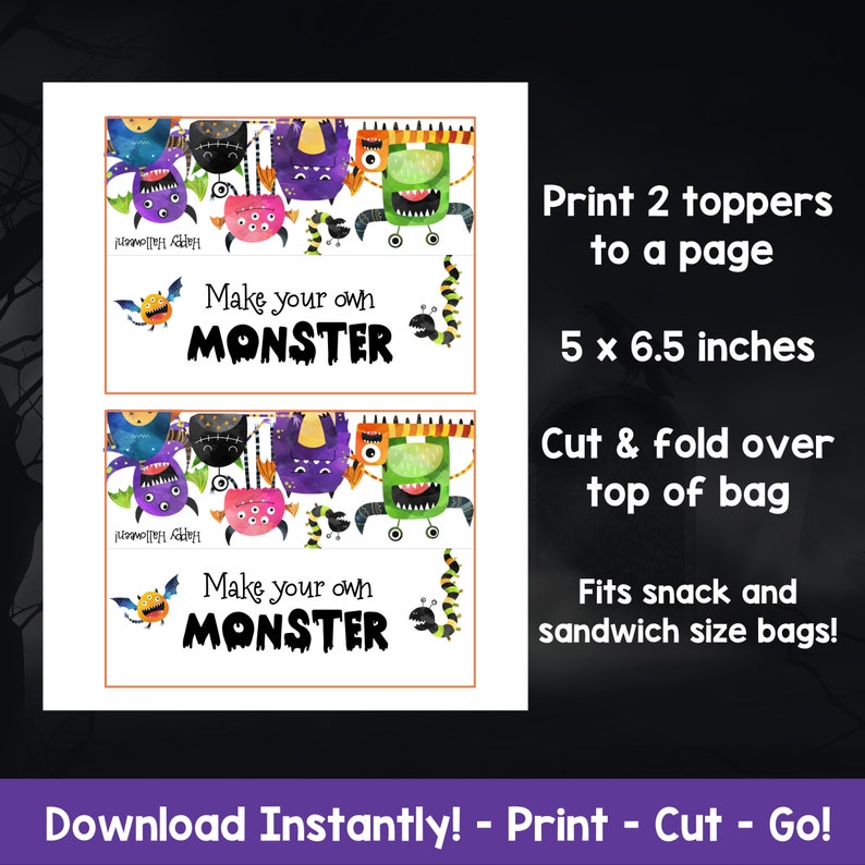 Make Your Own Monster Kit Printable Tag, Monster Printable, Monster ...