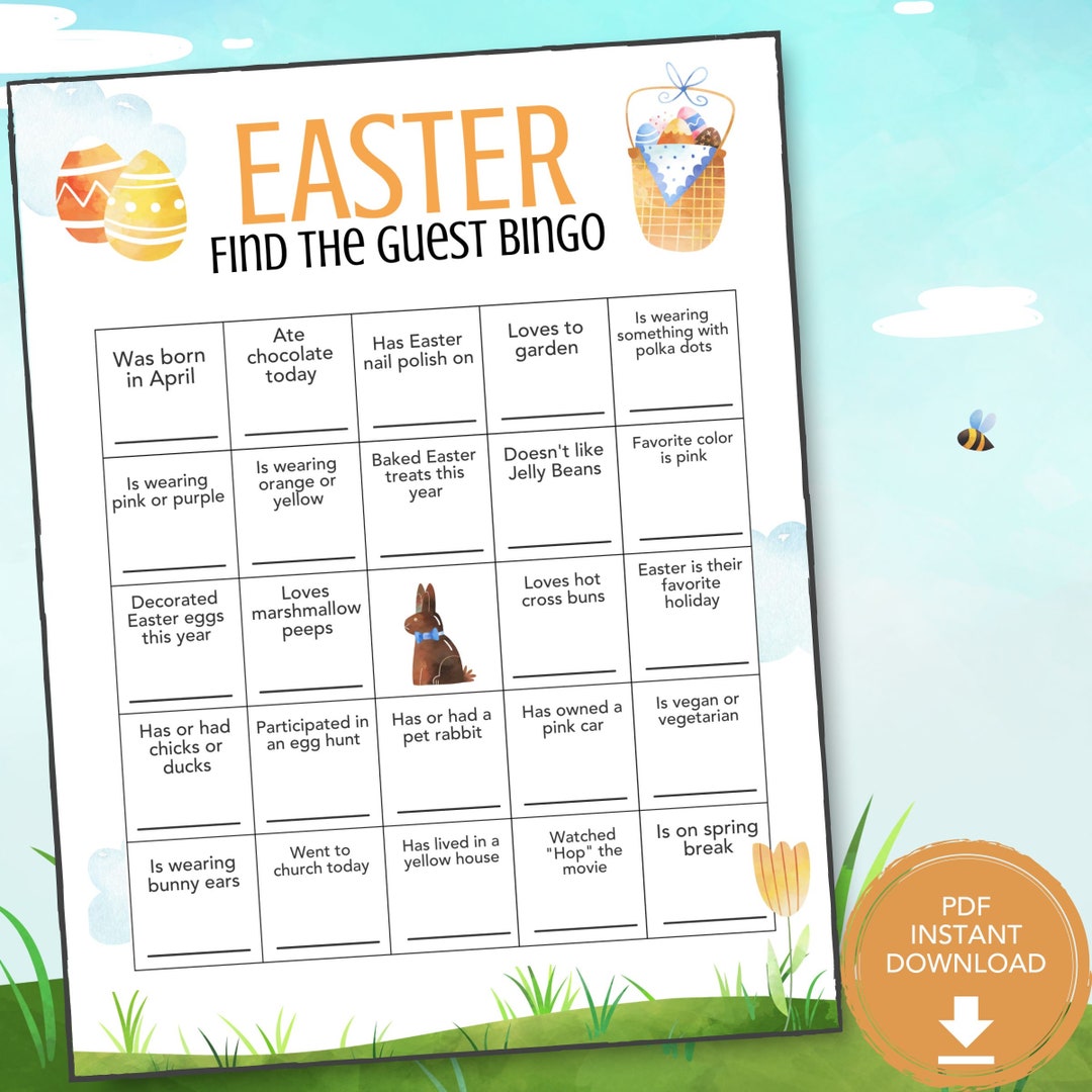 Find the Guest Easter Game, Fun Easter Printable Game for Kids Family ...
