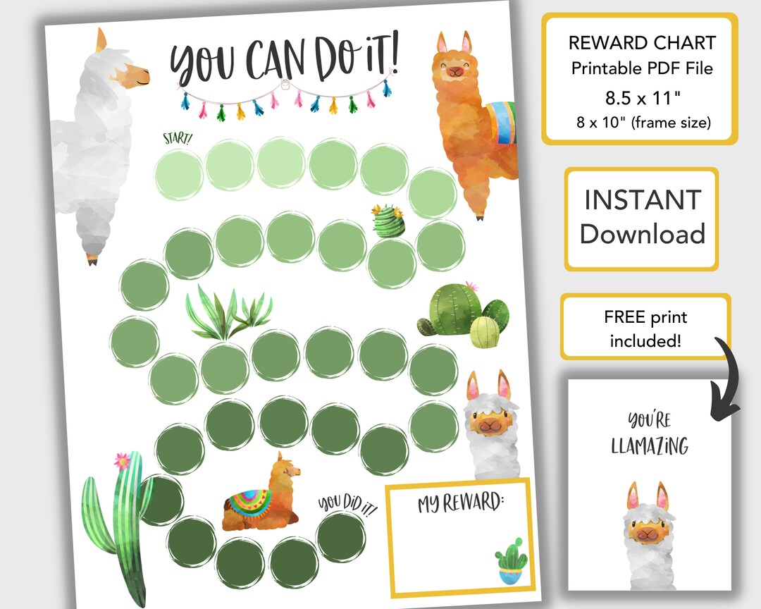 Llama Reward Chart for Kids Behavior Chart Printable, Chore Chart ...