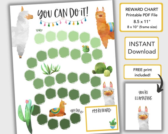 Llama Reward Chart for Kids Behavior Chart Printable Chore - Etsy