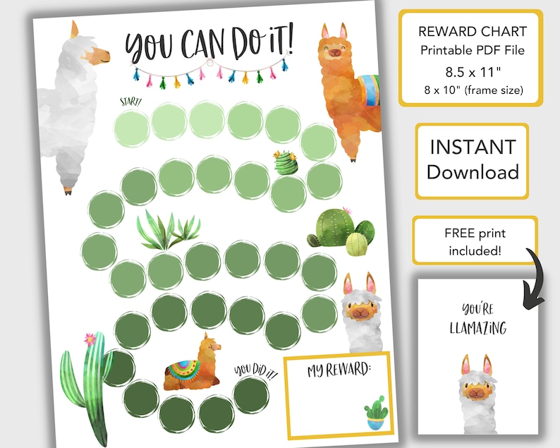Llama Reward Chart for Kids Behavior Chart Printable Chore - Etsy