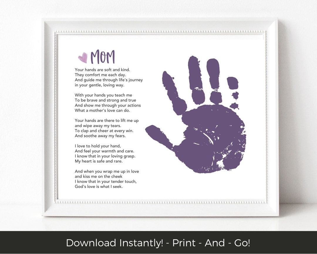 Mothers Day Handprint Printable, Babys First Mothers Day Poem Handprint ...