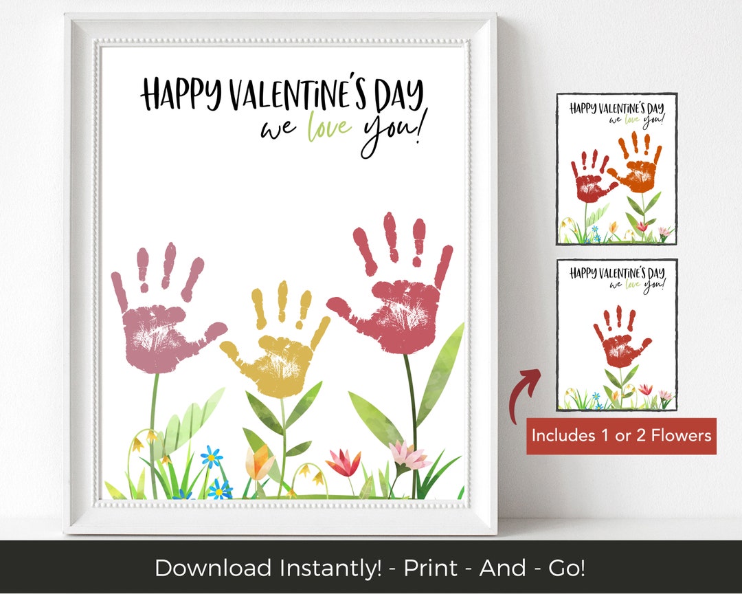 Printable Crafts for Kids, Flower Handprint Valentine Art, Preschool ...