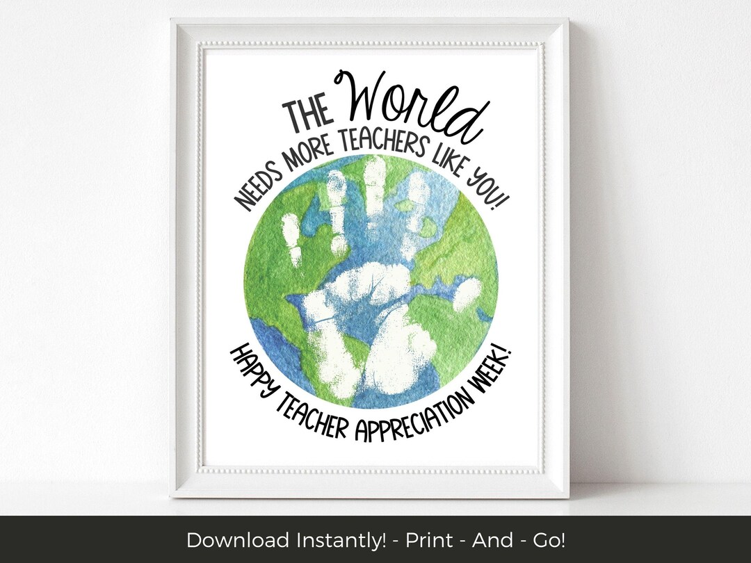 World Teacher Appreciation Handprint Art, Teacher Thank You Card Class ...