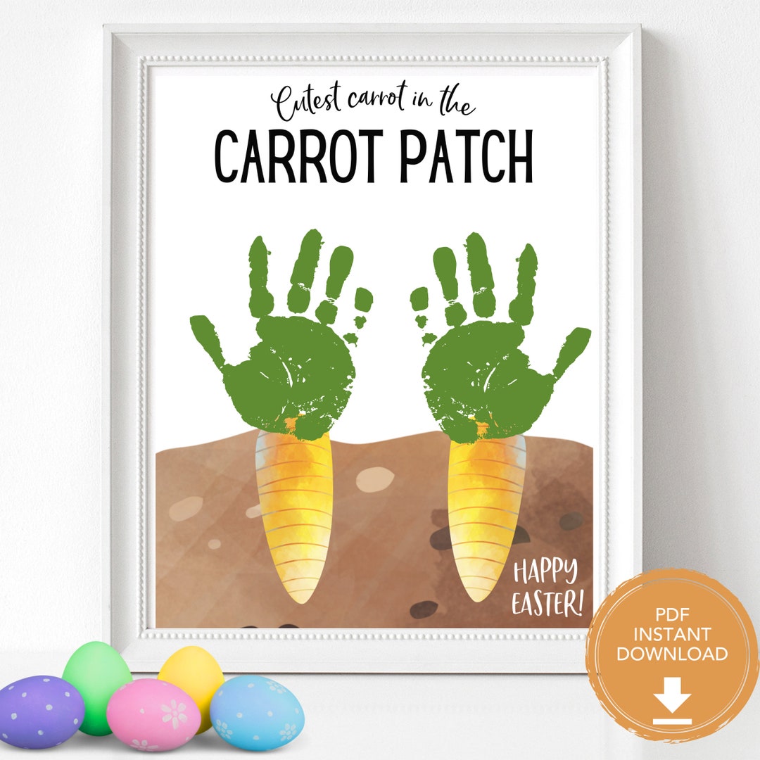 Carrot Patch Easter Craft, Easter Handprint Kids Craft, Baby's First ...