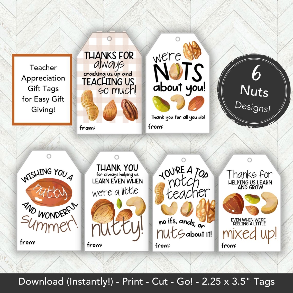 Nut Printable Gift Tag, Best Teacher Ever Gift for Teachers, Teacher ...