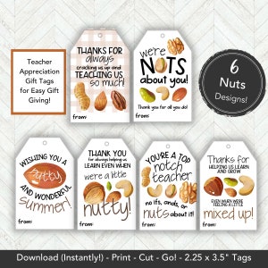 Nut Printable Gift Tag, Best Teacher Ever Gift for Teachers, Teacher ...