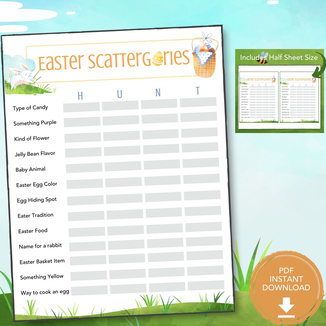 Scattergories Easter Game, Fun Easter Printable Game for Kids Family ...