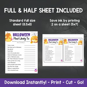 Most Likely to Game Halloween Printable, Halloween Party Games for Kids ...