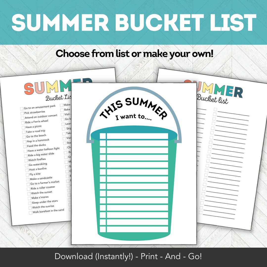 Printable Summer Bucket List Activity Cards, Boredom Busters for Kids ...