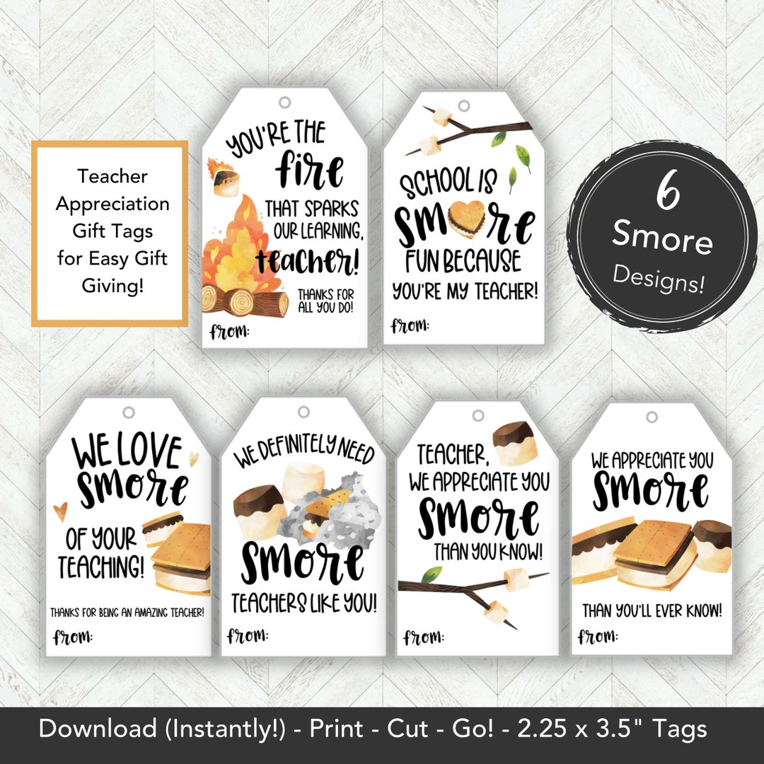 Smores Gift Tag Teacher Appreciation Printable Gift Tag, End of Year ...