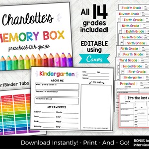 Kids Keepsake Journal EDITABLE School Memory Book Back to - Etsy