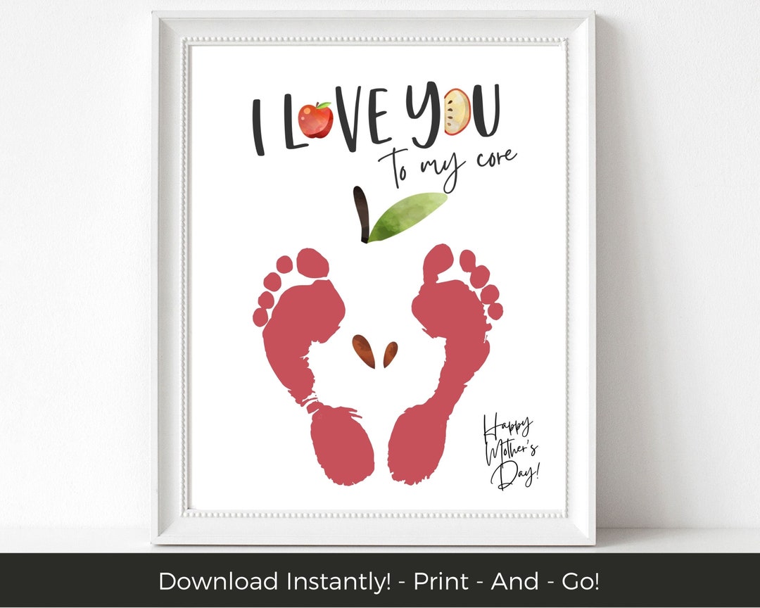 Apple Footprint Art, Printable Mothers Day Keepsake, Grandma Mothers ...