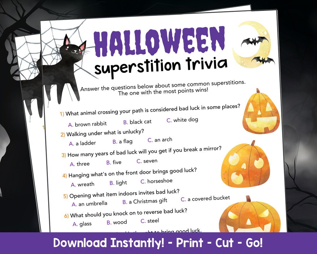Superstition Trivia Game Printable Halloween Party Games for - Etsy