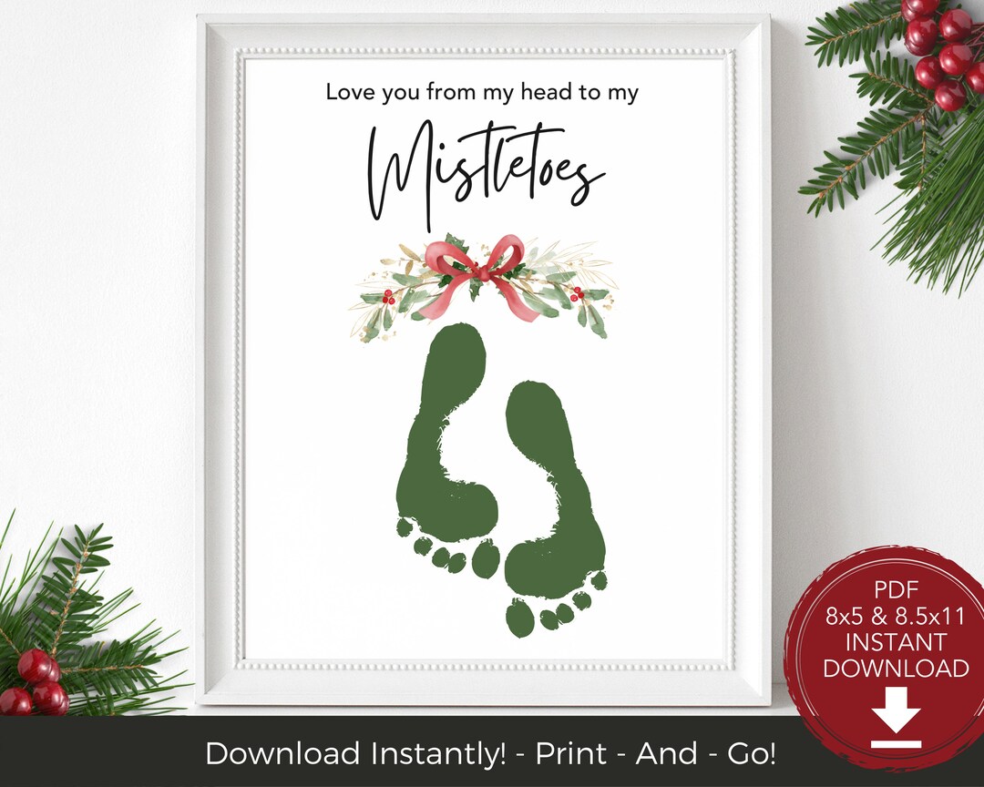 Mistletoe Handprint Kids Christmas Craft Baby's First - Etsy