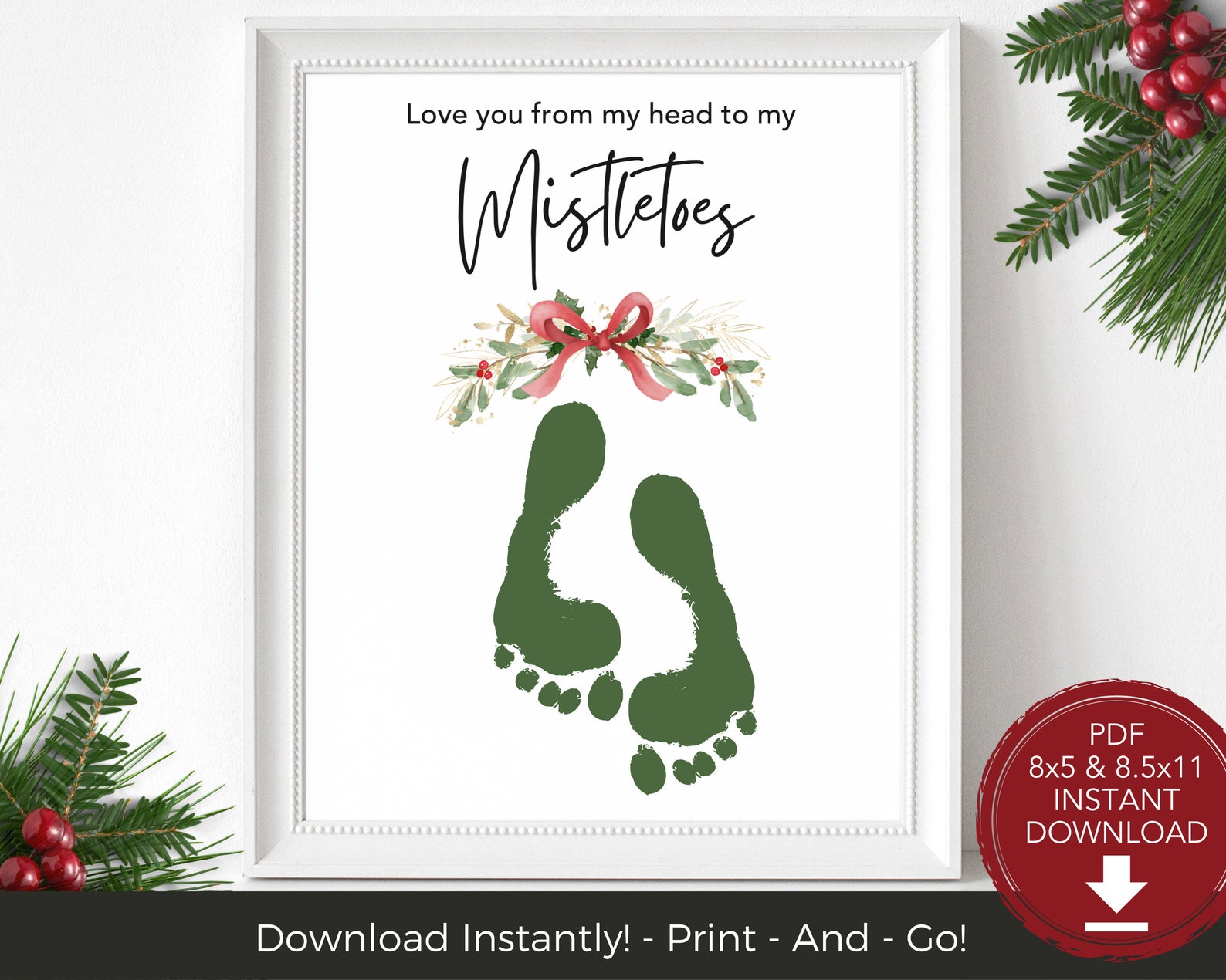 Mistletoe Handprint Kids Christmas Craft Baby's First - Etsy