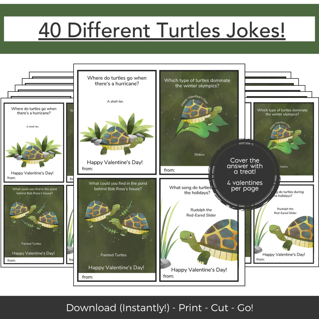 Turtles Valentine Printable, Valentines Day Card for Kids Classroom ...