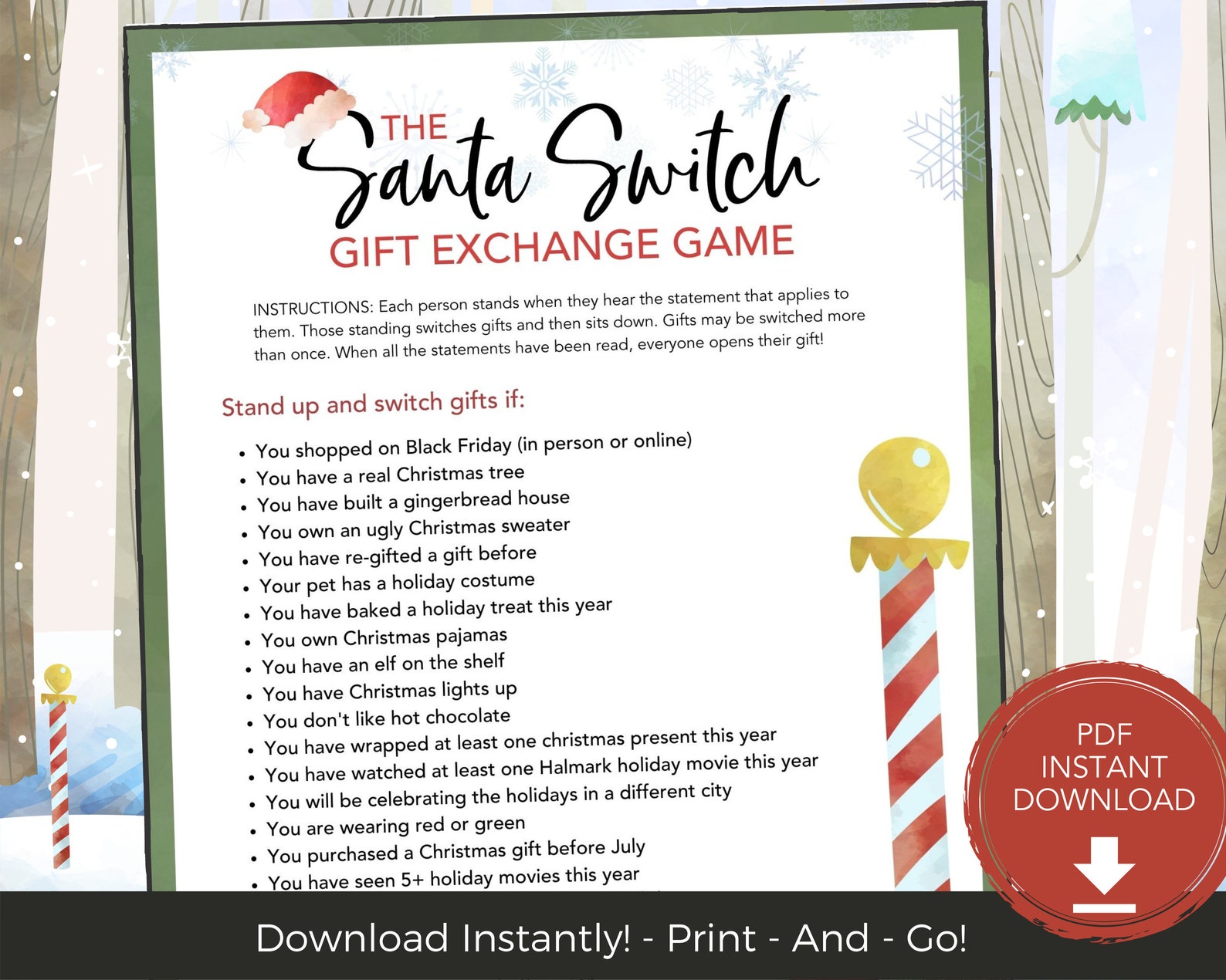 Santa Switch Christmas Party Games White Elephant Gift - Etsy