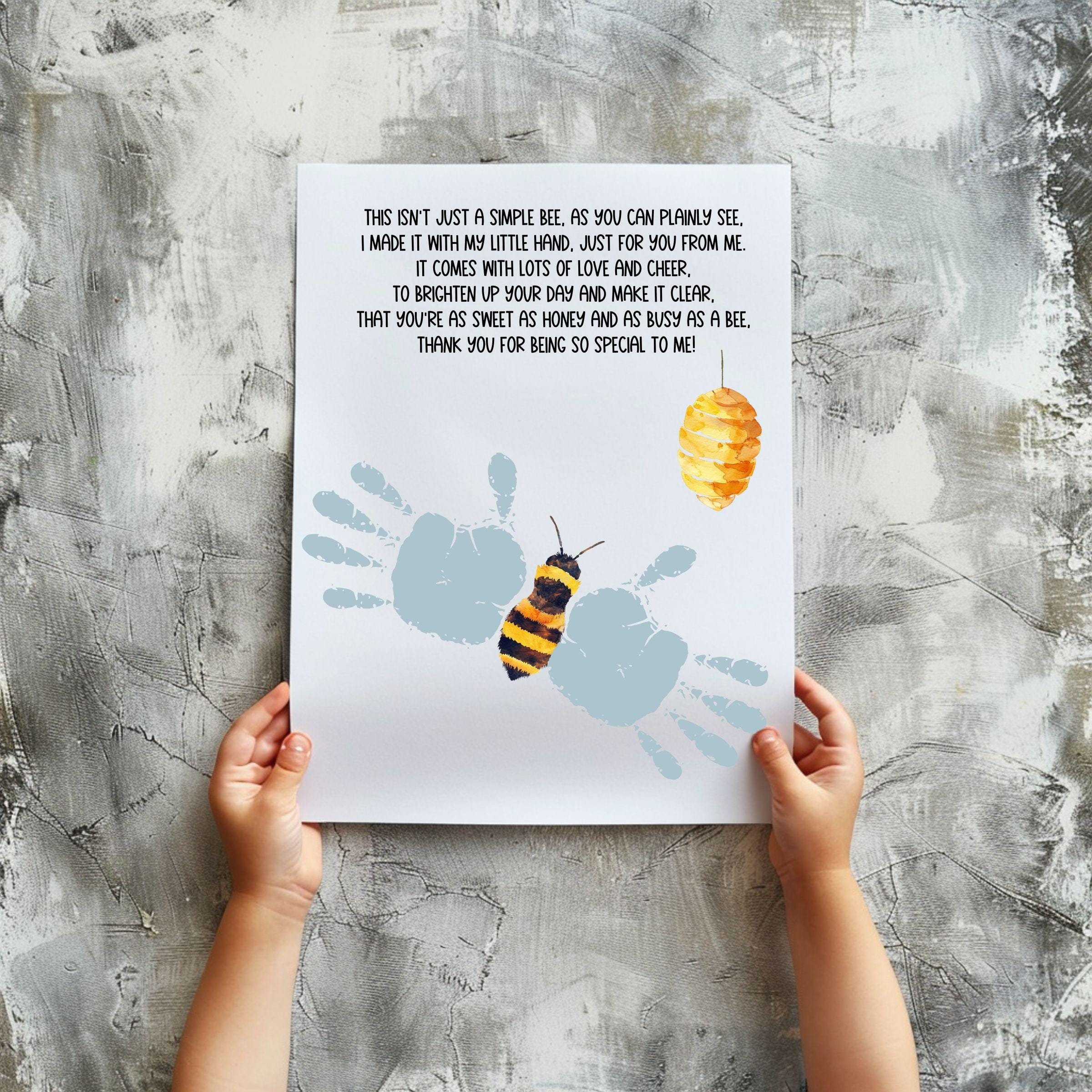 Honey Bee Handprint Activity, Preschool or Toddler Handprint Art ...