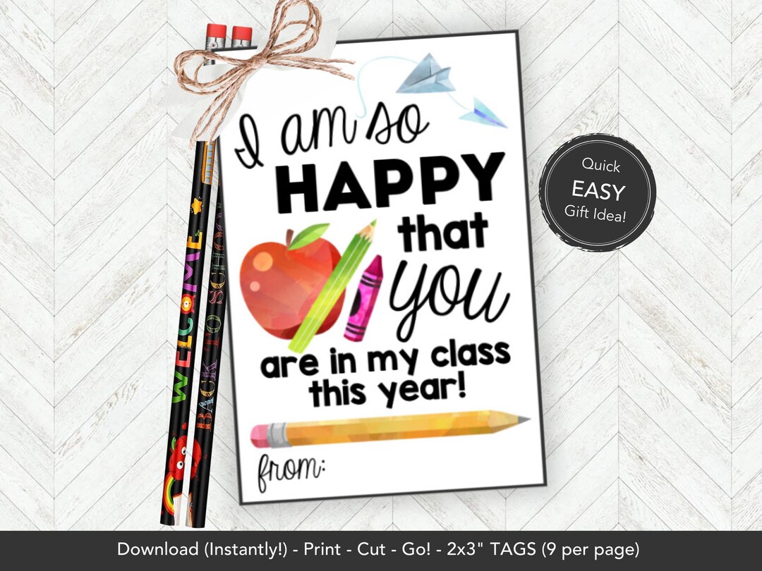 Pencil Gift Tag Printable, Meet the Teacher, Back to School Night or ...