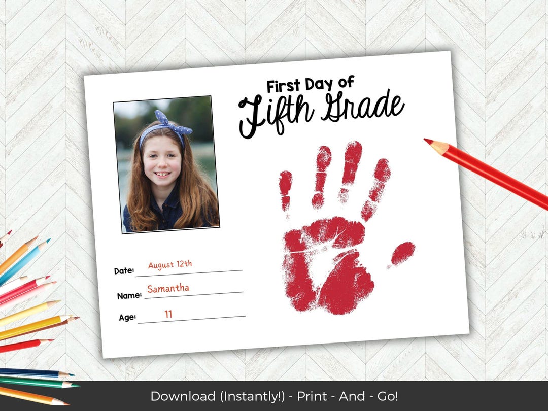 First Day of Fifth Grade Handprint Craft Back to School Activity ...