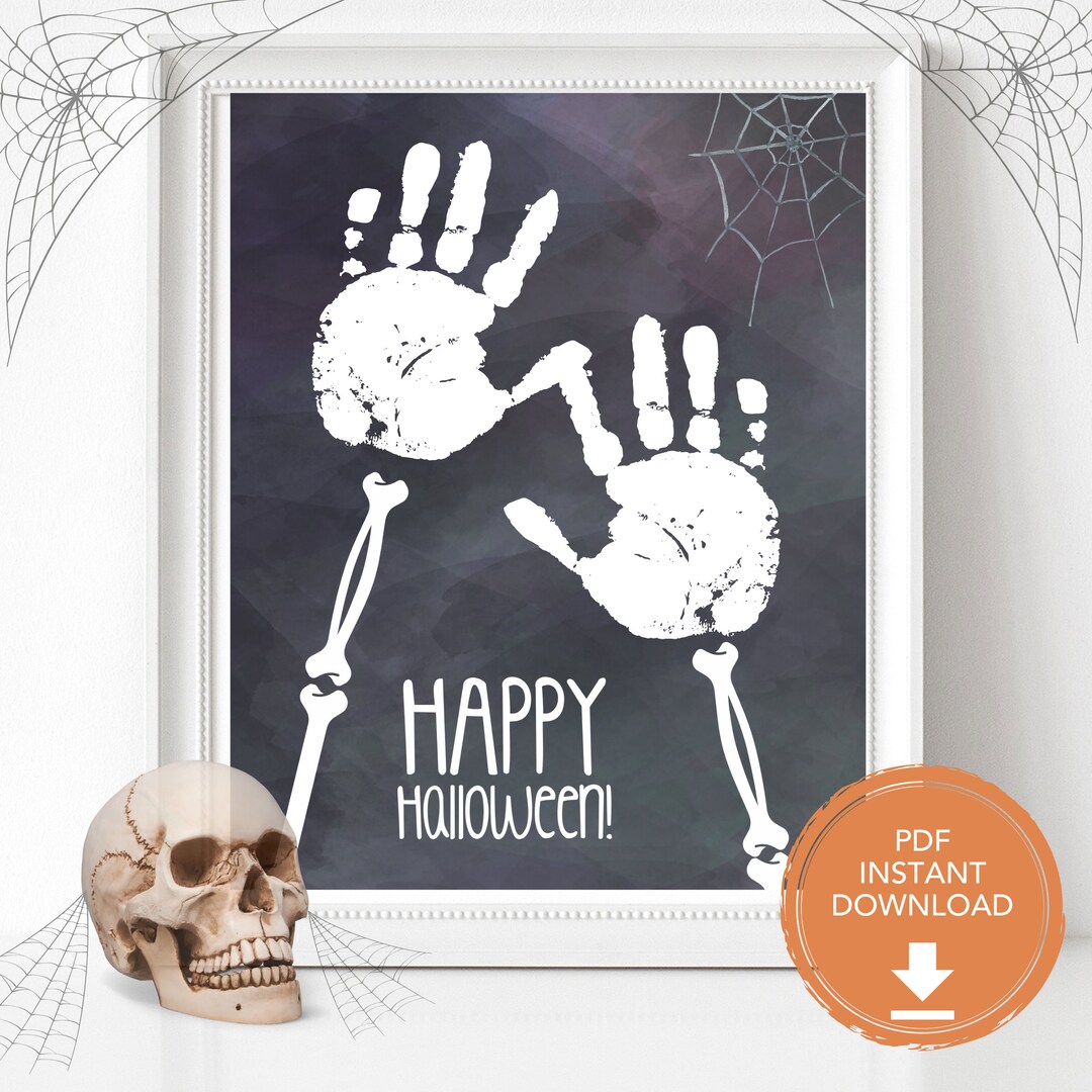 Skeleton Halloween Handprint Craft, Craft for Kids Art, Halloween ...