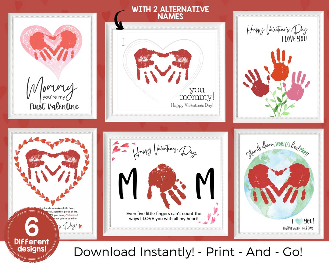 Valentine Handprint Craft DIY Gift for Mom From Kids - Etsy