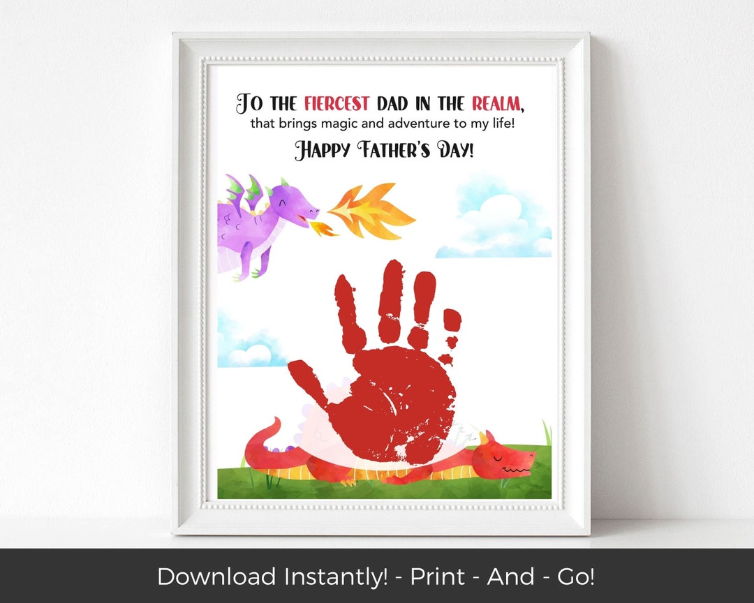 Printable Fathers Day Handprint Craft , Handprint Art for Kids, DIY ...