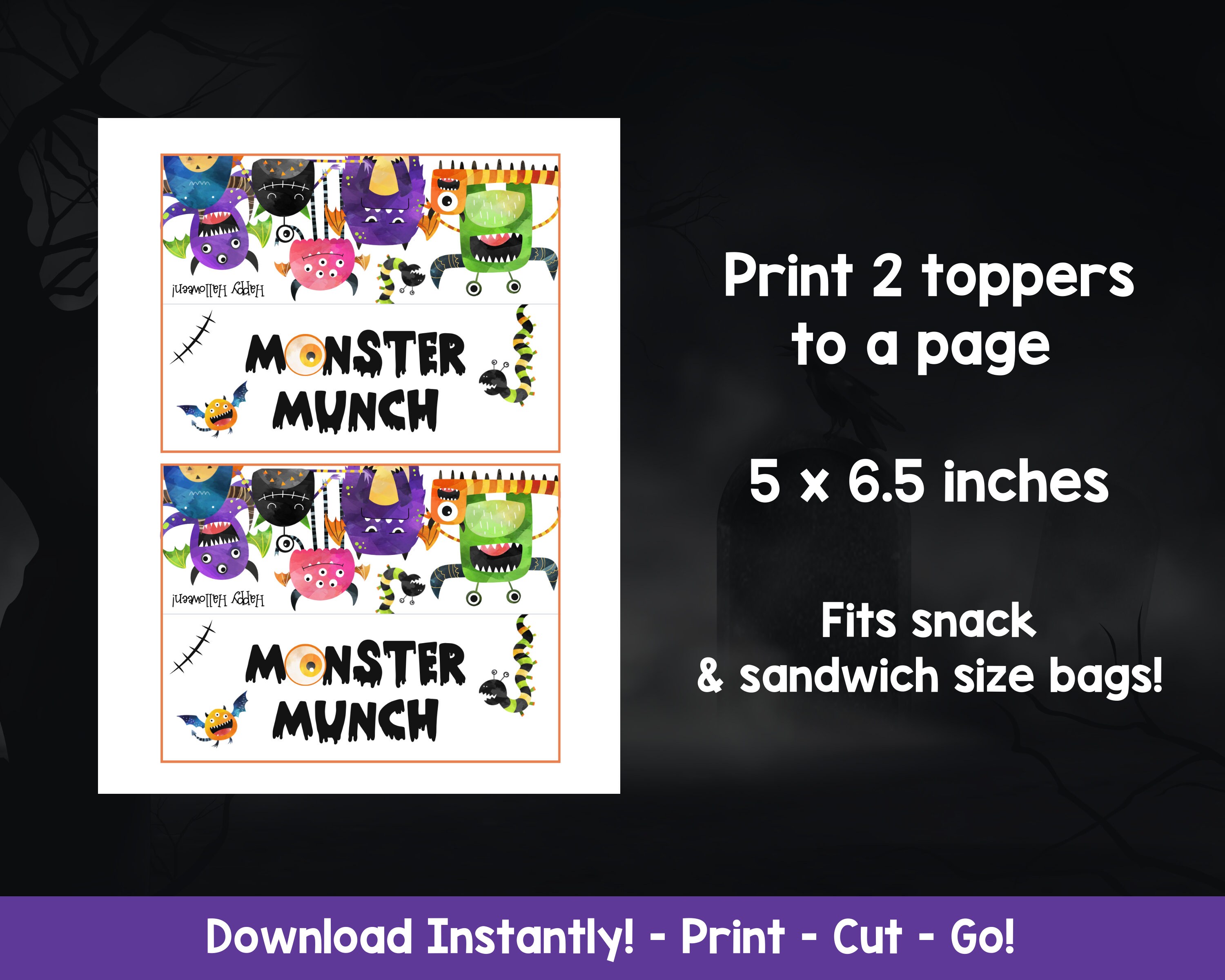 Halloween Popcorn Gift Tag Printable Halloween Party Favor - Etsy