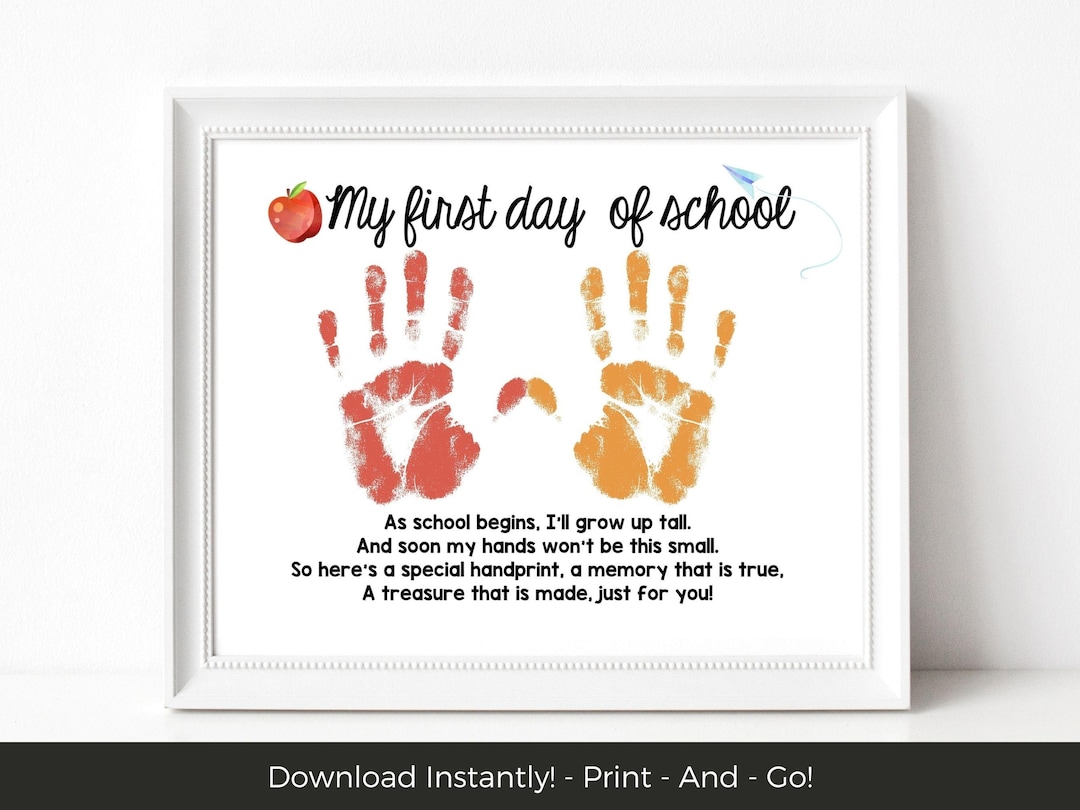 Handprint Craft Back to School Printable, First Day of School Handprint ...