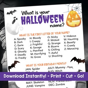 What's Your Name Halloween Printable, Halloween Party Games for Kids ...